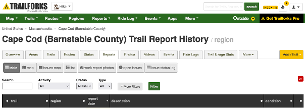 Trail Care Reporting - Cape Cod NEMBA